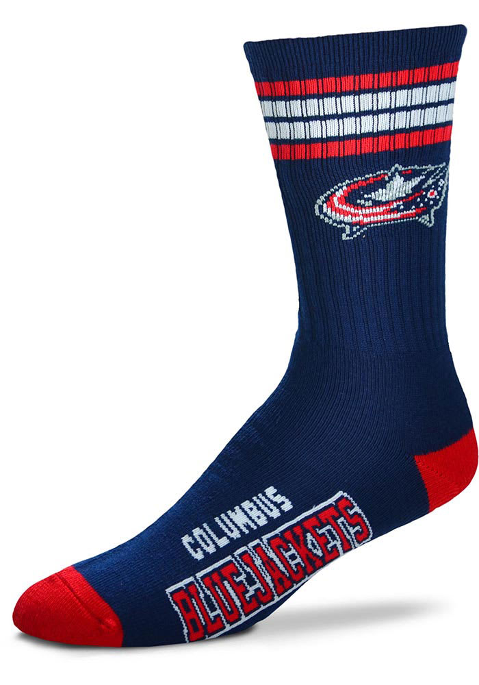 Columbus Blue Jackets BLUE 4 Stripe Deuce Mens Crew Socks - 90291597