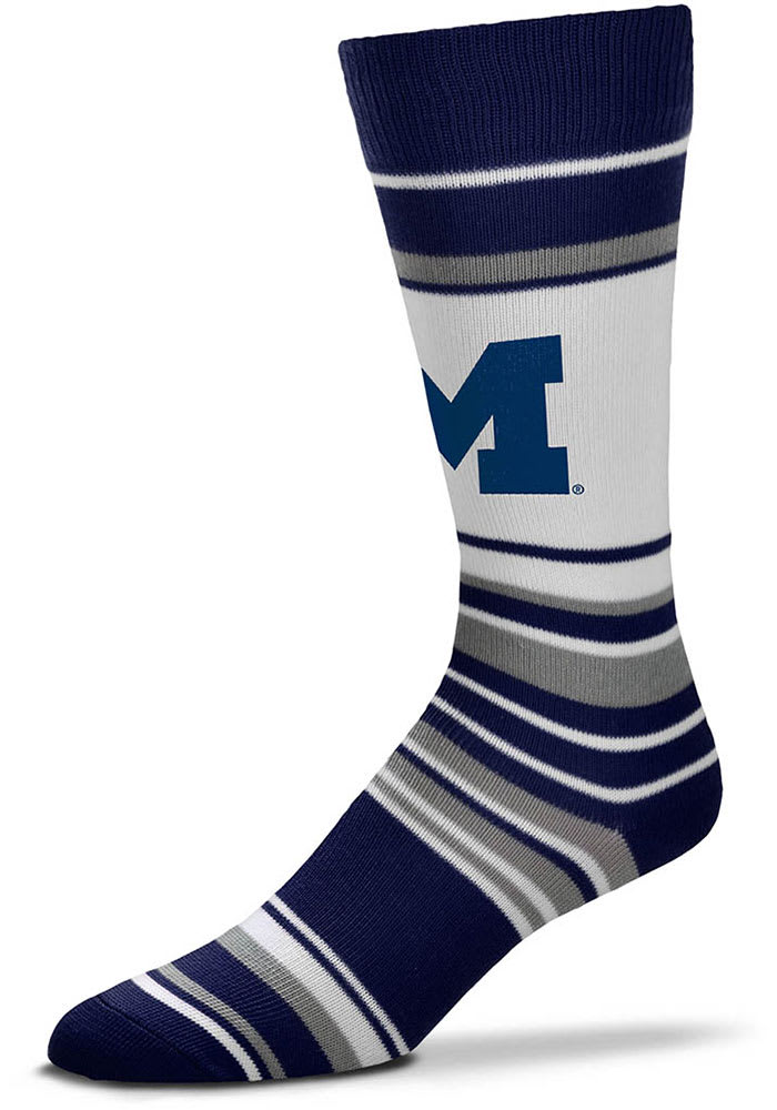 BLUE Mas Stripe Michigan Wolverines Mens Dress Socks - 90291619