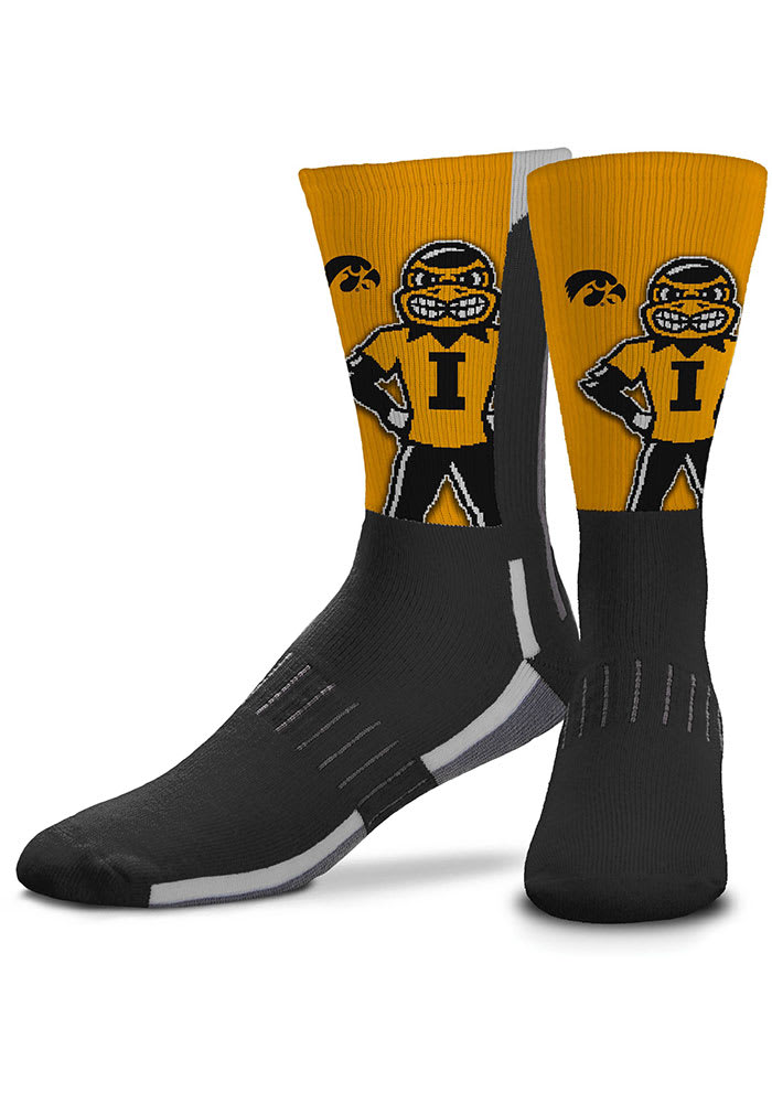 Iowa Hawkeyes Mascot Snoop Mens Crew Socks - BLACK