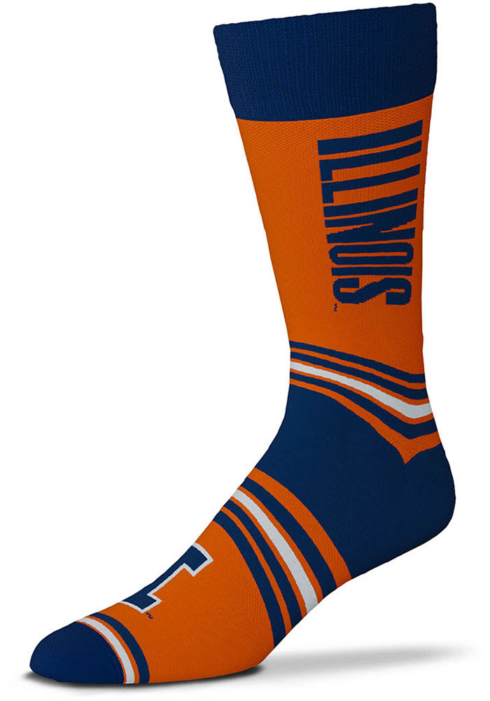 Go Team Illinois Fighting Illini Mens Dress Socks - ORANGE