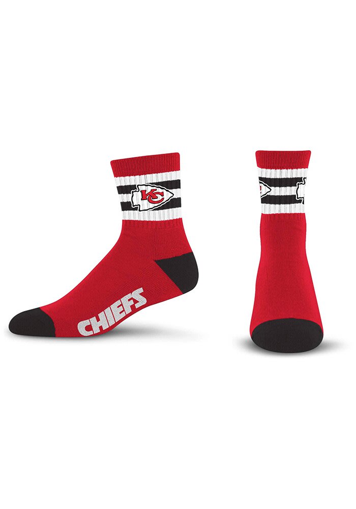 Kansas City Chiefs RED 5 Stripe Logo Mens Quarter Socks - 90293449