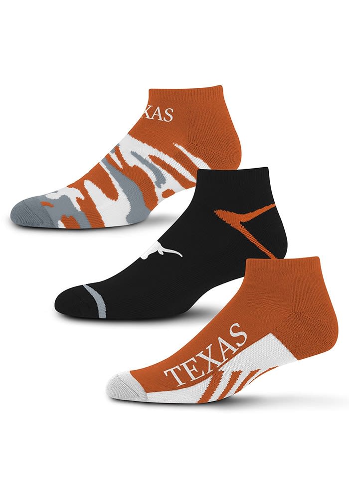Texas Longhorns BURNTORANGE Camo Boom 3pk Mens No Show Socks - 90293500