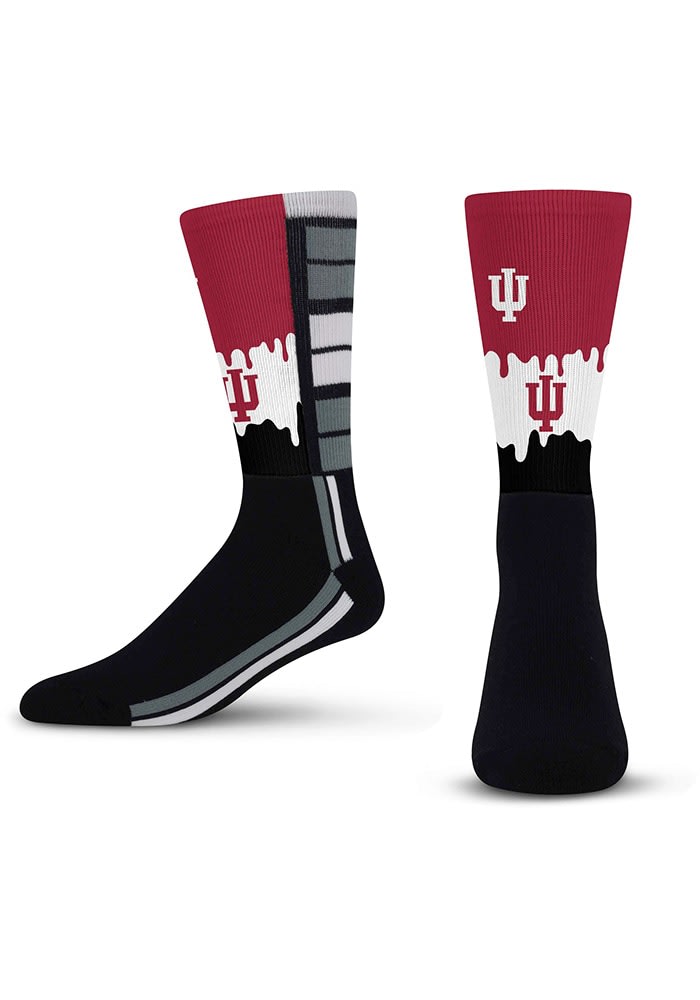 Red Mascot Drip Indiana Hoosiers Mens Crew Socks - 90293666