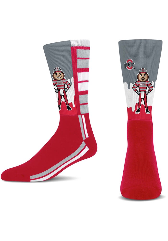 Ohio State Buckeyes RED Mascot Drip Mens Crew Socks - 90293709