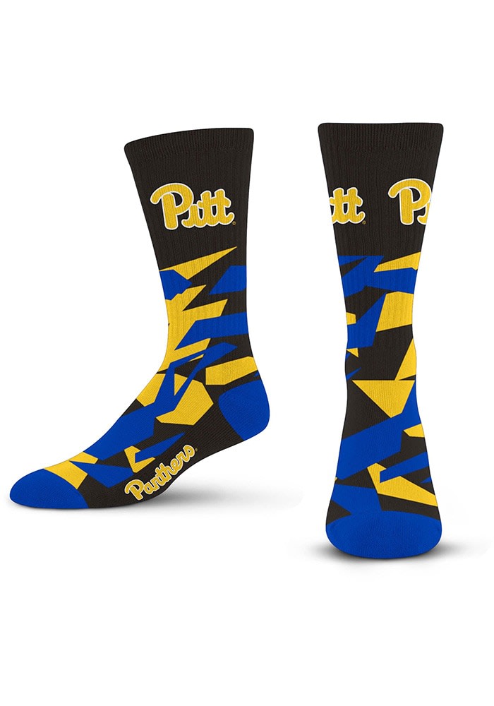 Pitt Panthers Shattered Camo Mens Crew Socks - Blue