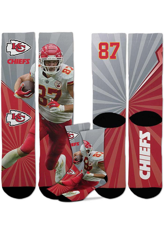 Travis Kelce Kansas City Chiefs RED Record Breaker Mens Crew Socks ...