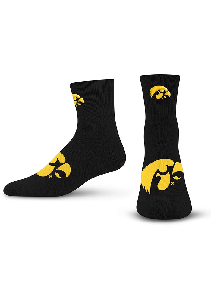 BLACK Big Teams Iowa Hawkeyes Mens Quarter Socks - 90293868
