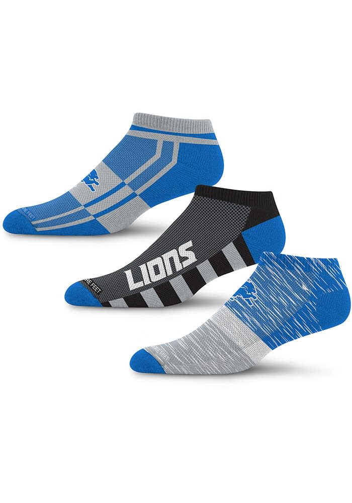 Detroit Lions BLUE Stack Stripe 3 Pack Mens No Show Socks - 90294276