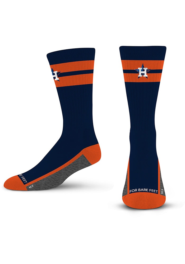 Houston Astros NAVY Double Tube Stripe Team Mens Crew Socks - 90294421