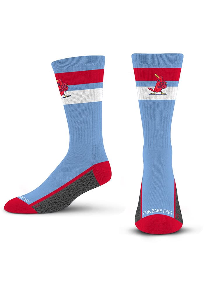 St Louis Cardinals LIGHT BLUE Double Tube Stripe Team Mens Crew Socks ...