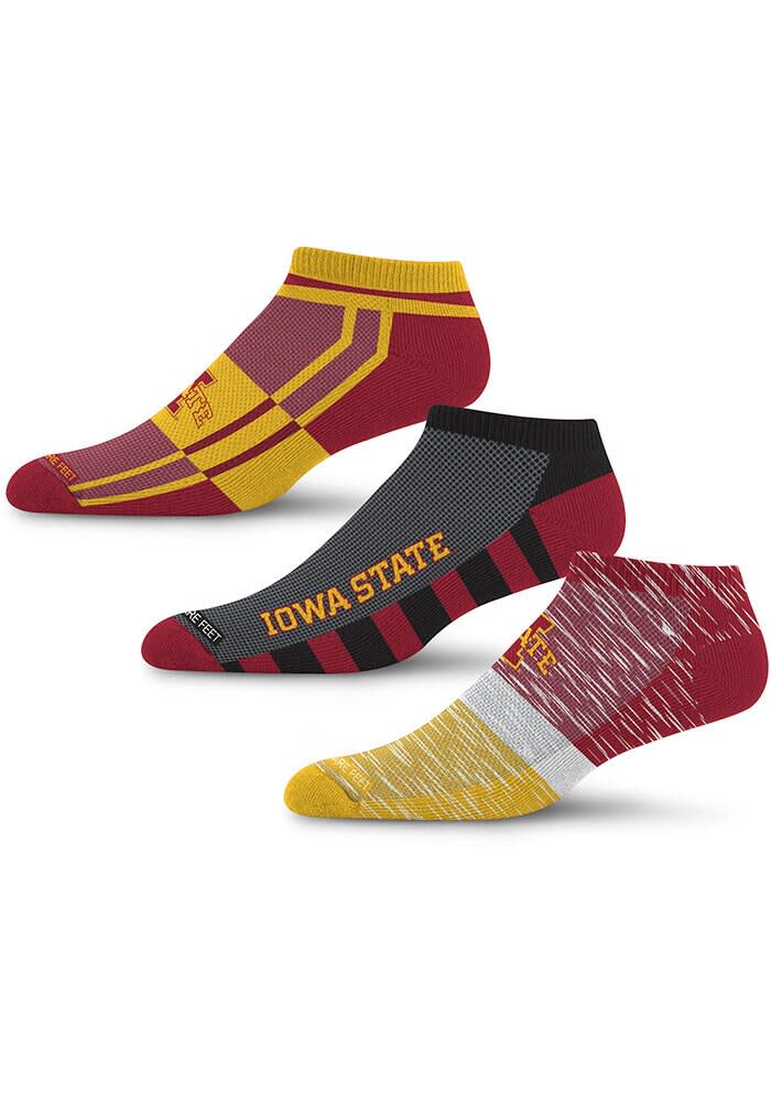 Iowa State Cyclones Red Stripe Stack 3 Pack Mens No Show Socks - 90294690