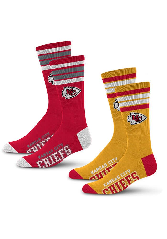 Kansas City Chiefs 4 Stripe Duece 2pk Mens Crew Socks - Red