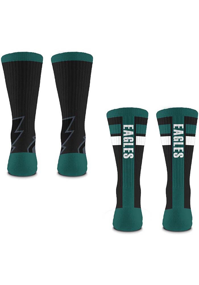 Philadelphia Eagles BLACK Double Duo 2pk Mens Crew Socks - 90295050