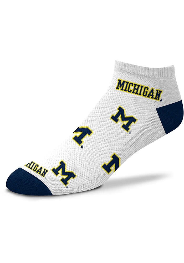 Michigan Wolverines BLUE Allover Logo Womens No Show Socks - 90295149