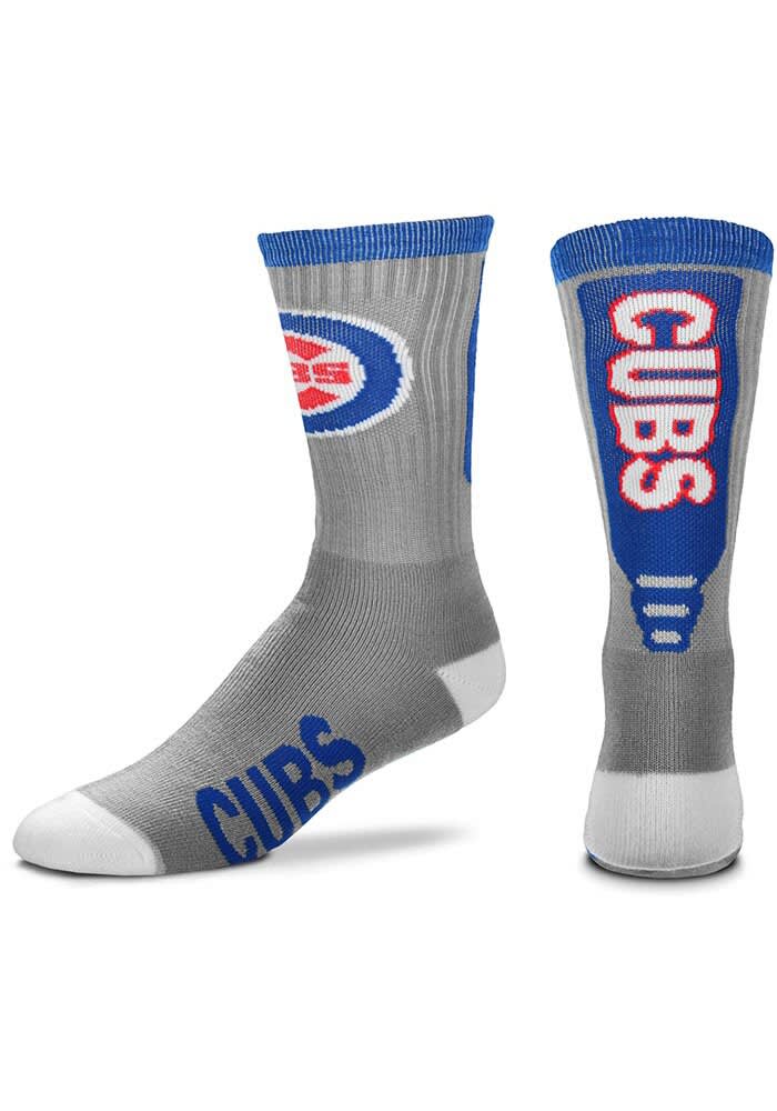 Chicago Cubs BLUE Cool Grey Jump Key Mens Crew Socks - 90295585