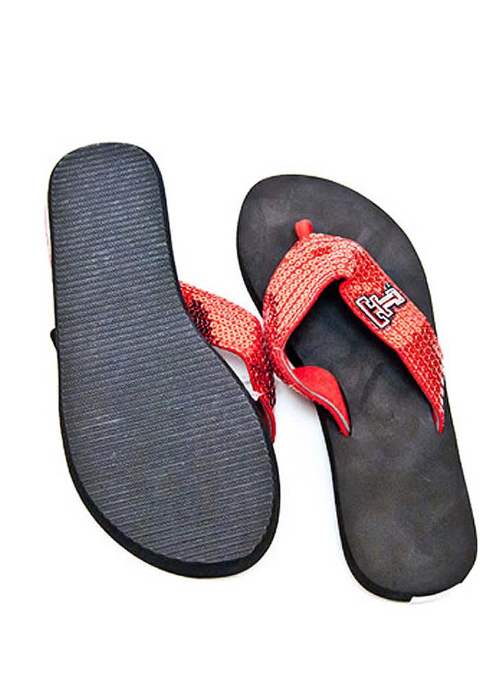 Texas Tech Red Raiders BLACK/RED Red and Black Sequin Womens Flip Flops ...