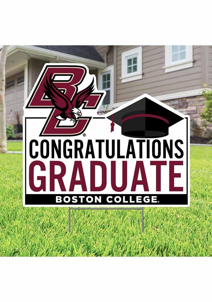 Boston College Eagles White Congratulations Graduate Yard Sign - 9084138