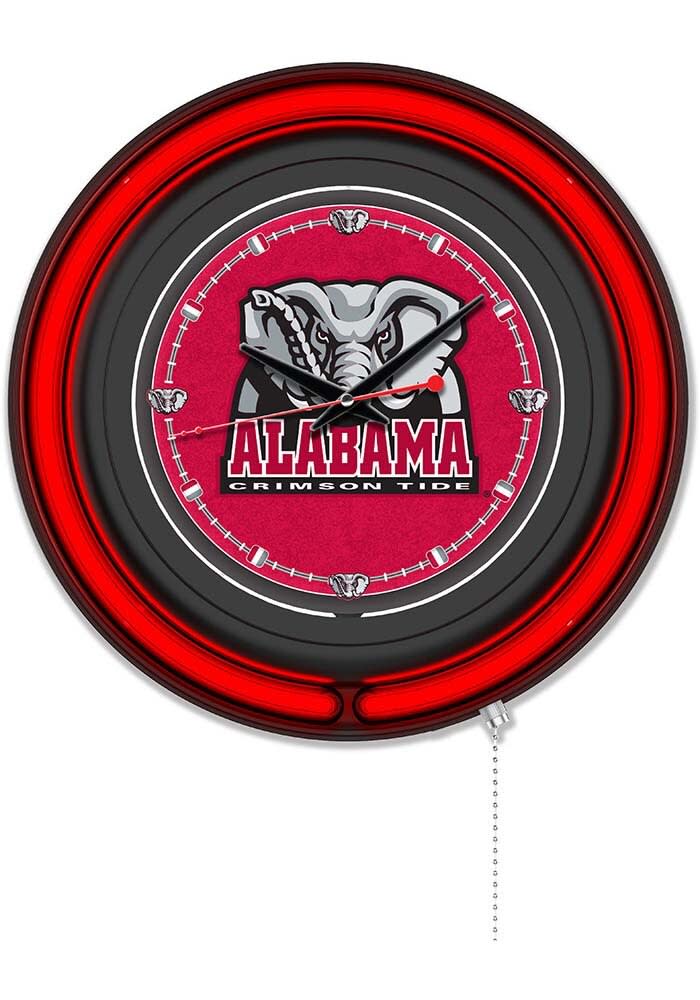 Alabama Crimson Tide BLACK Elephant Double Neon Wall Clock - 9097766