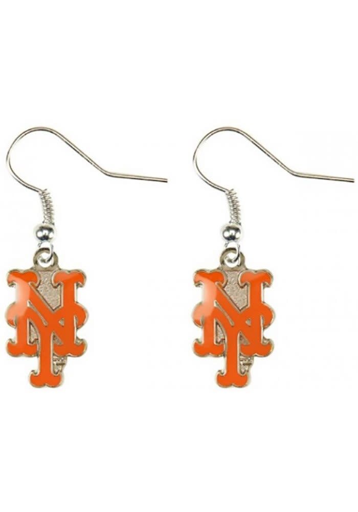 New York Mets NAVY Logo Dangler Womens Earrings - 9121523
