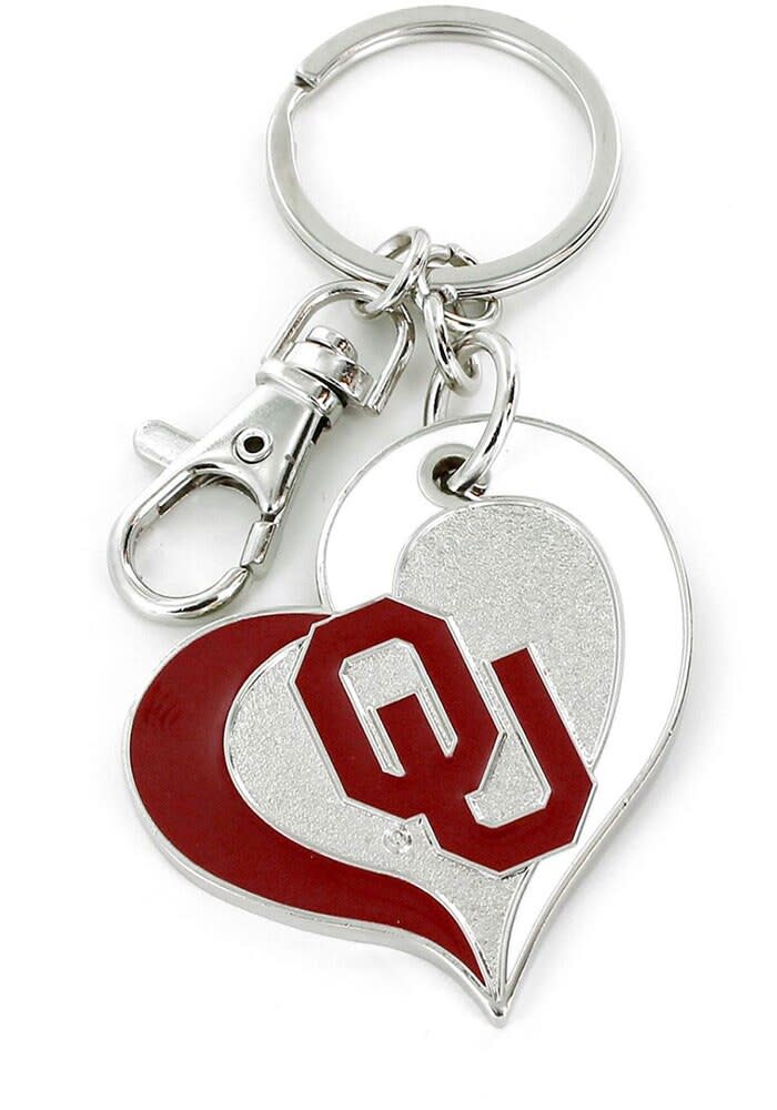 Oklahoma Sooners Red Swirl Heart Keychain - 9122448
