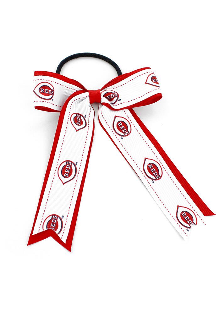 Cincinnati Reds Red Bow Ponytail Holder Kids Hair Ribbons - 9122636