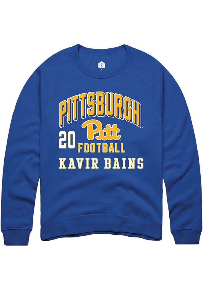 Kavir Bains Mens BLUE Pitt Panthers NIL Arch Logo Player Crew - 91463744