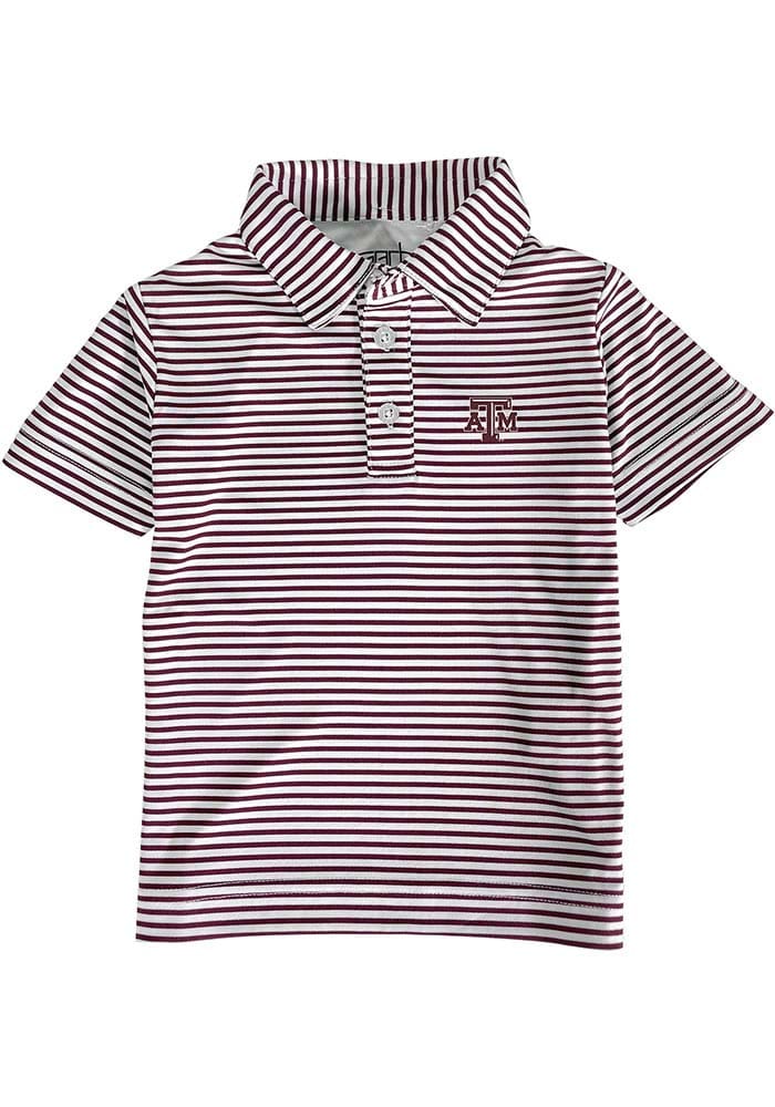 Texas A&M Aggies MAROON Carson Striped Design Short Sleeve Polo - 91971203