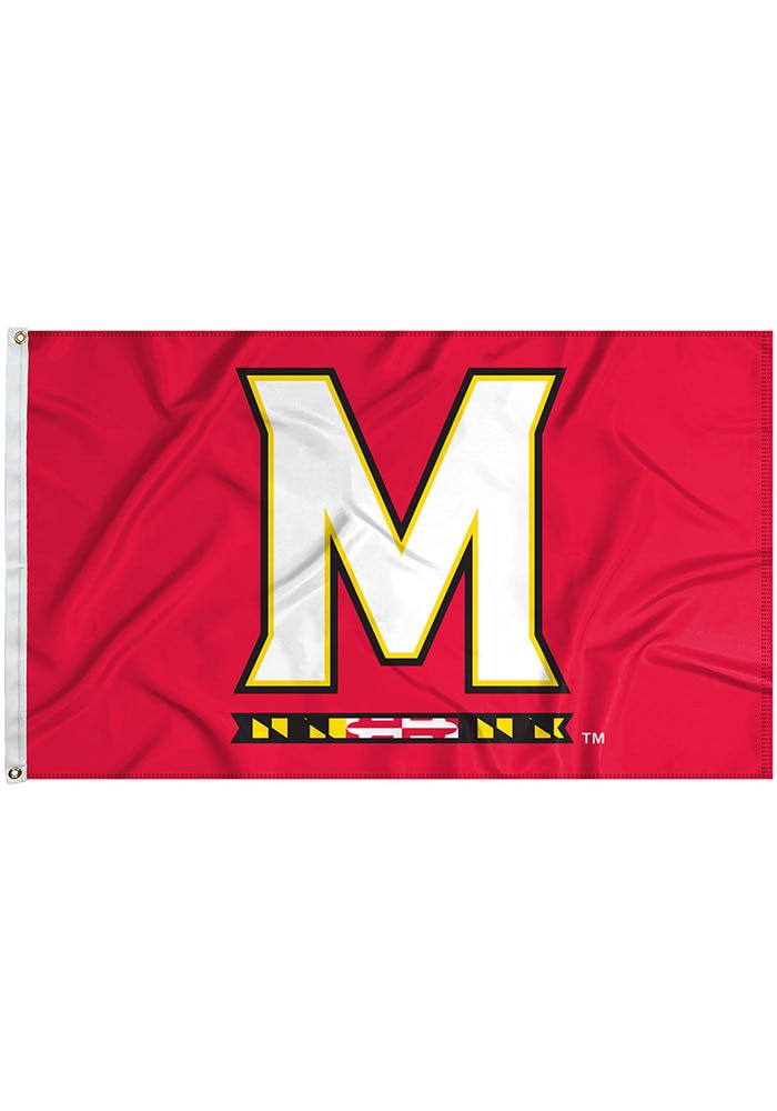 Maryland Terrapins 3x5 Logo Grommet Red Silk Screen Grommet Flag - 92433537