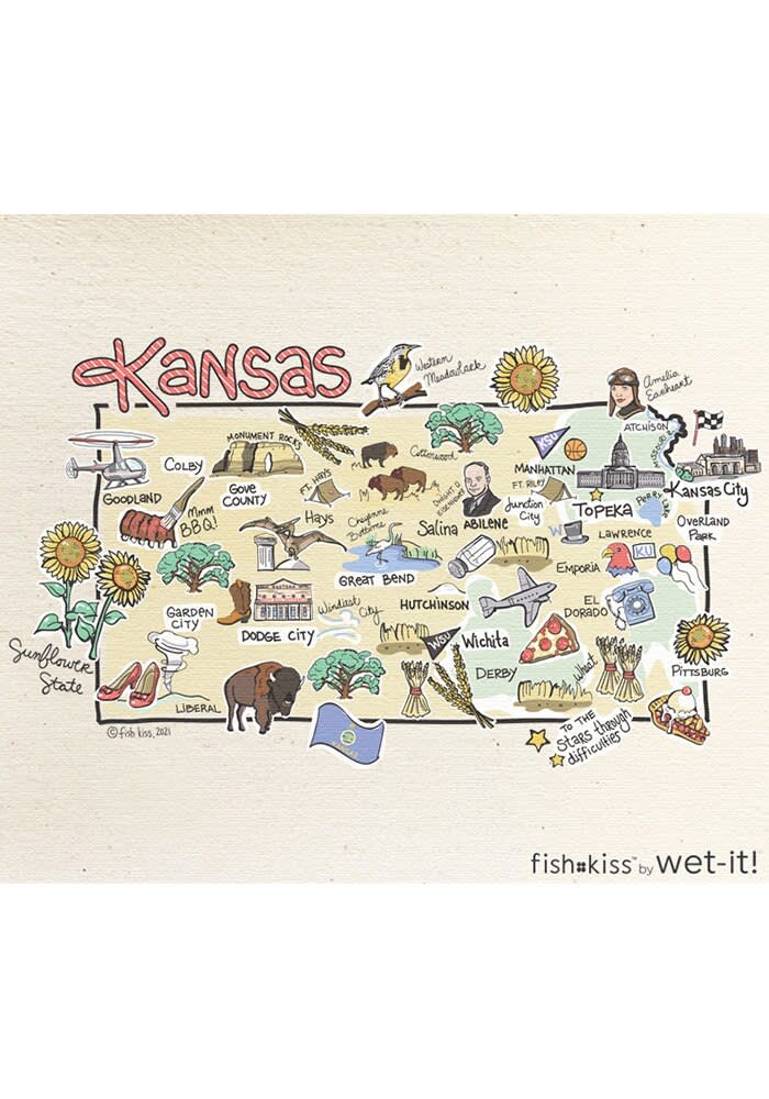 Kansas WHITE state map design Towel - 9260066