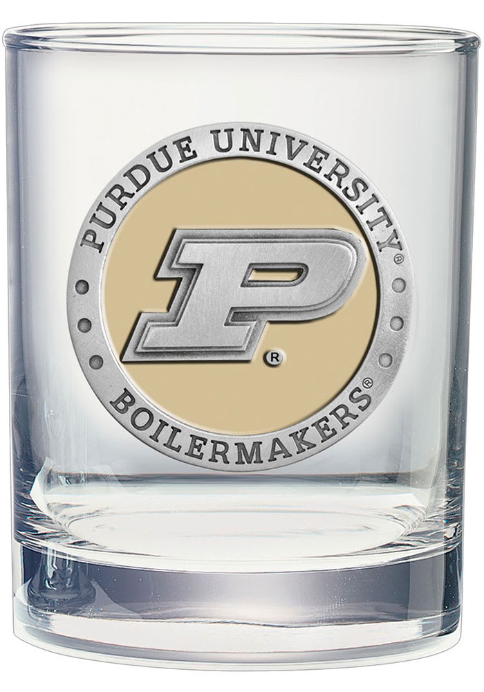 Purdue Boilermakers GOLD 14oz Dbl Old Fashion Rock Glass