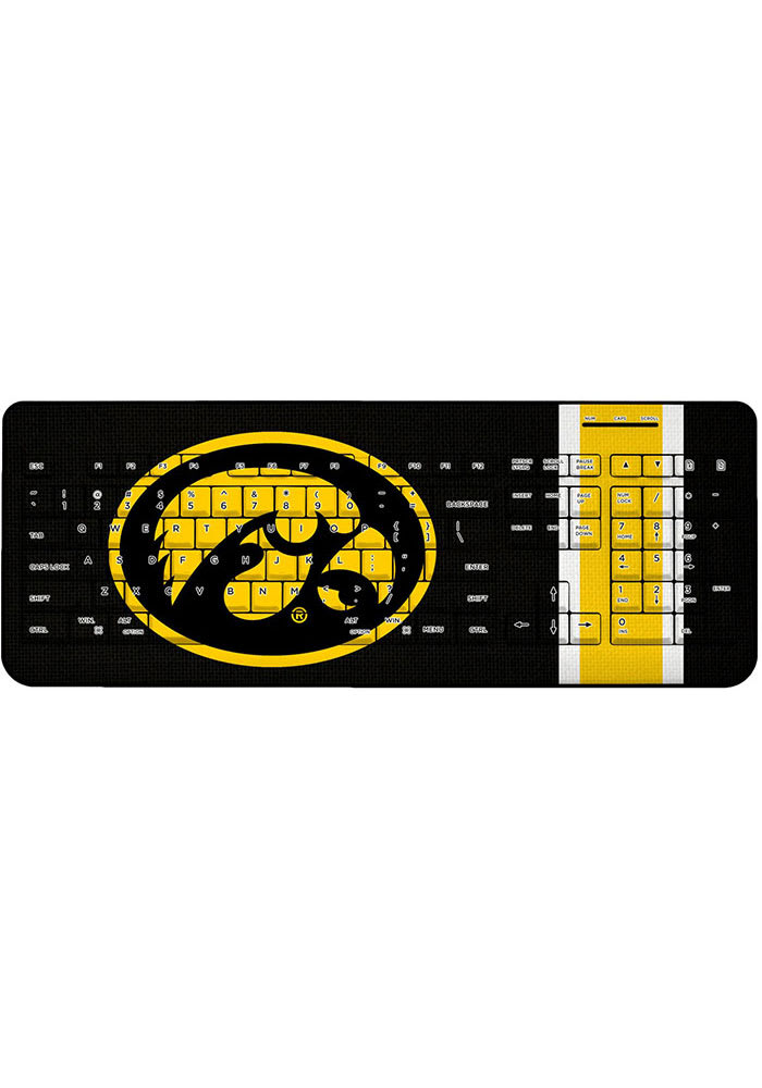 Iowa Hawkeyes BLACK Stripe Wireless USB Keyboard Computer Accessory ...