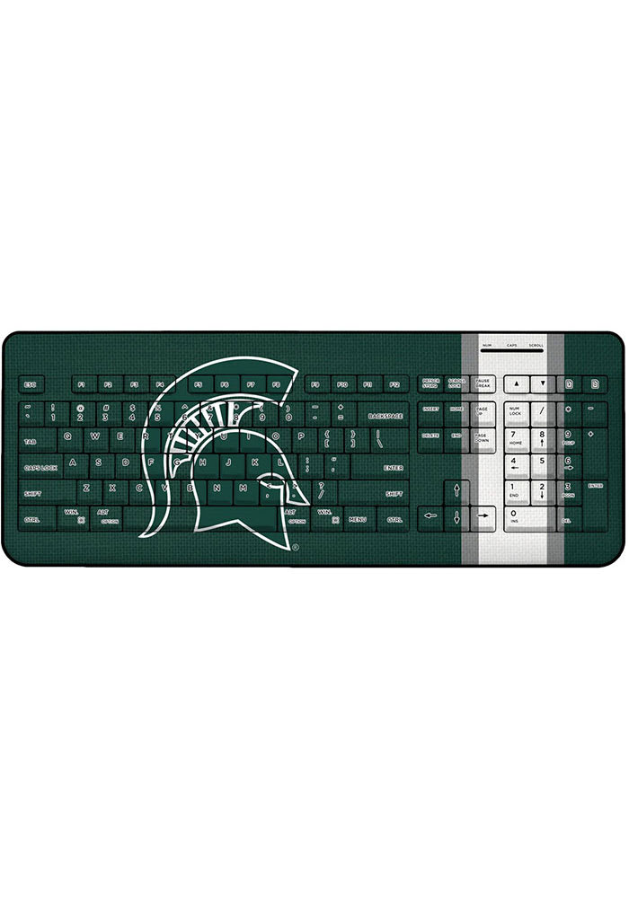 Michigan State Spartans GREEN Stripe Wireless USB Keyboard - 9340043