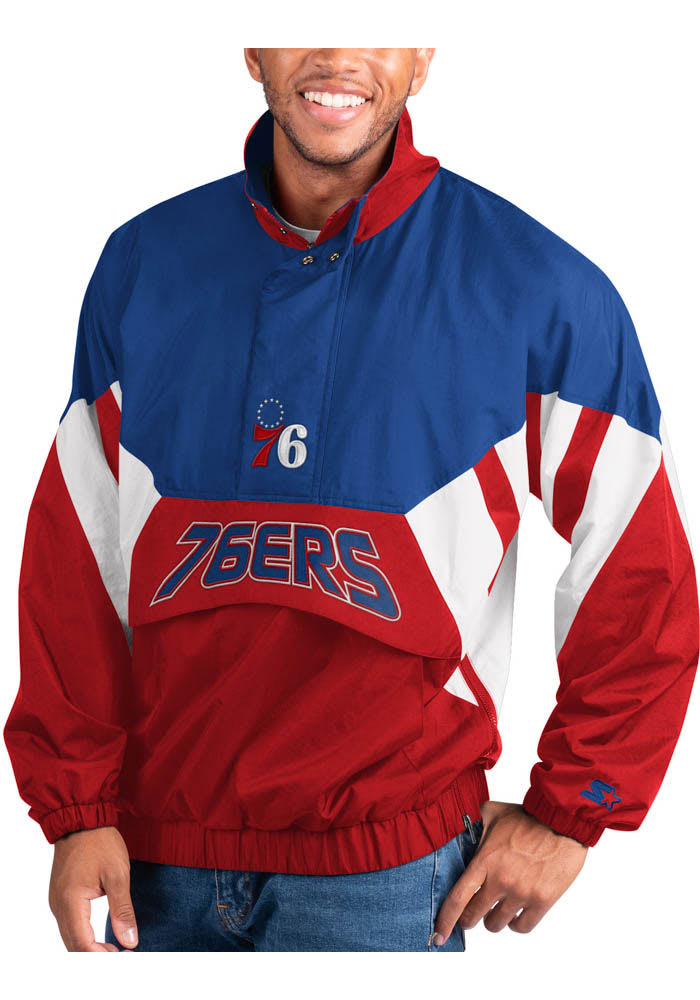 Starter Philadelphia 76ers Mens The Power Play BLUE Pullover Jackets ...