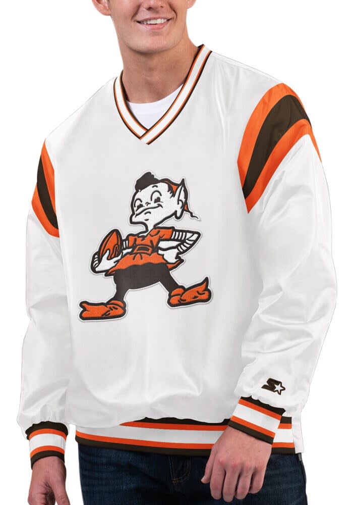 Starter Cleveland Browns Mens Ace Block WHITE Pullover Jackets - WHITE