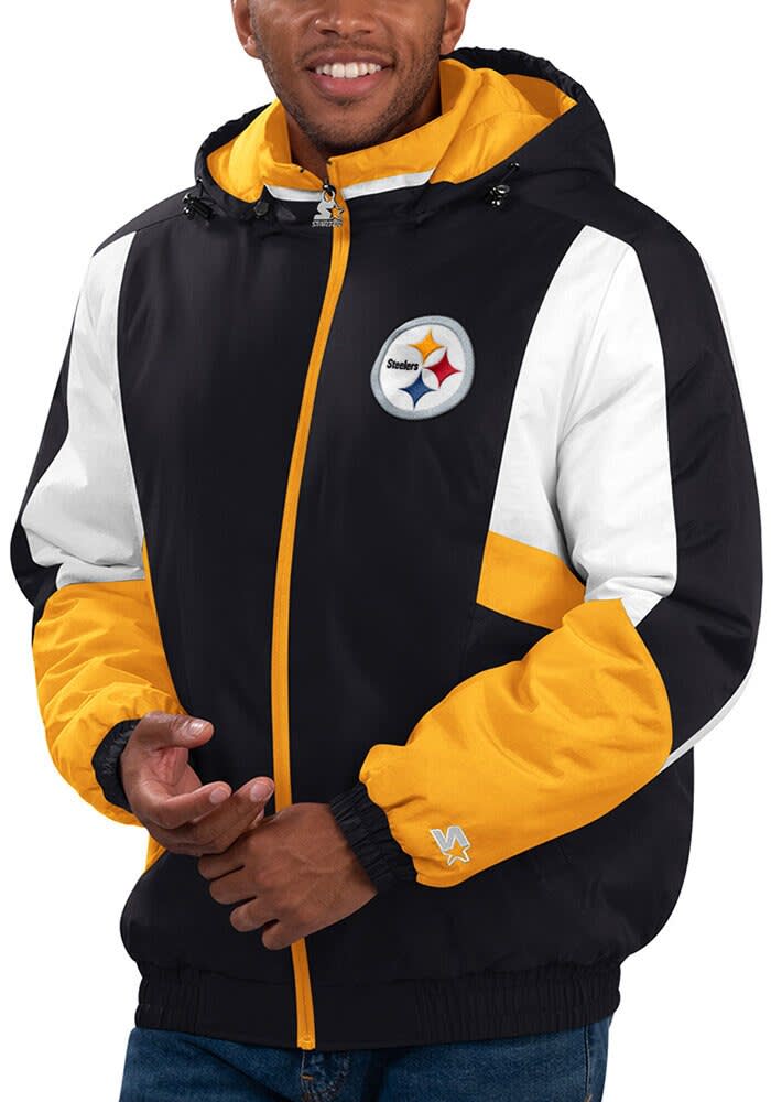 Starter Pittsburgh Steelers Mens Full Back Heavyweight Jacket - BLACK
