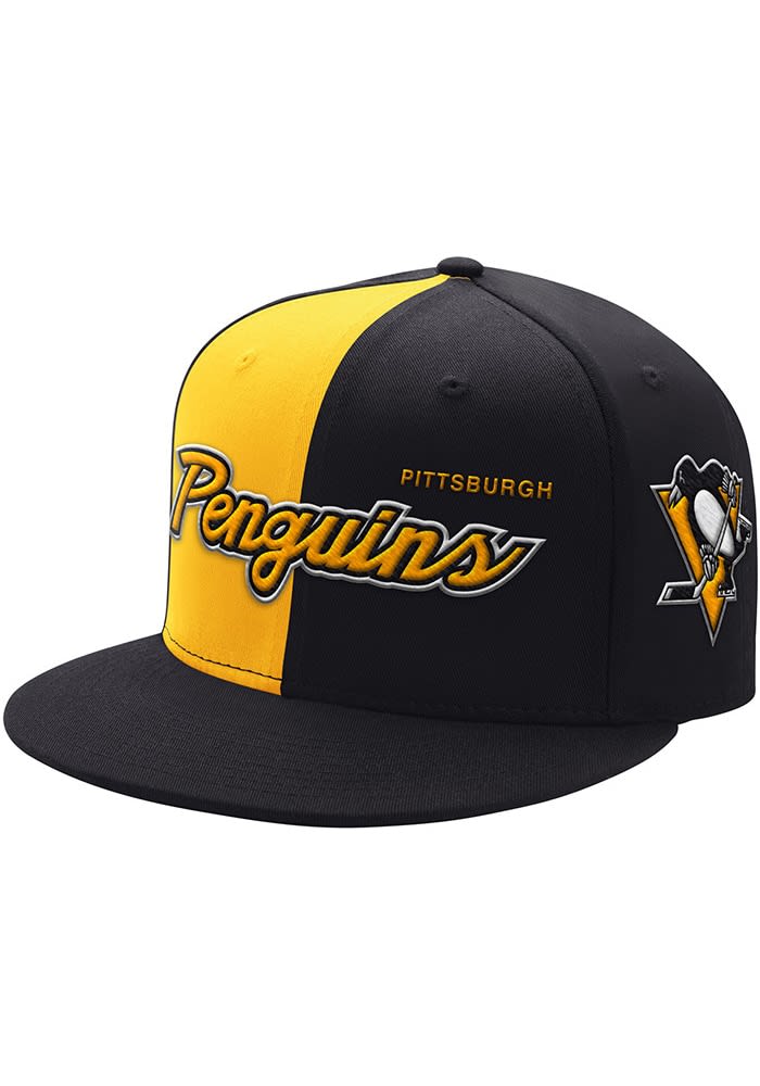 Pittsburgh Penguins Starter BLACK 2T Script and Side Patch Flat Brim ...