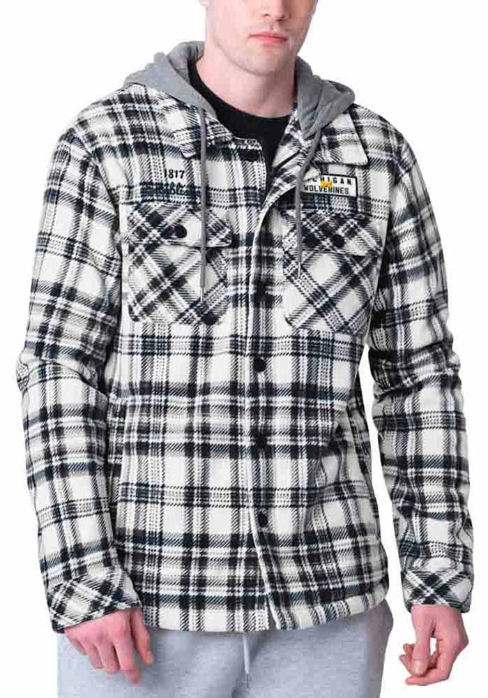 Mens Navy Blue Michigan Wolverines Sherpa Lined Flannel Medium Weight ...