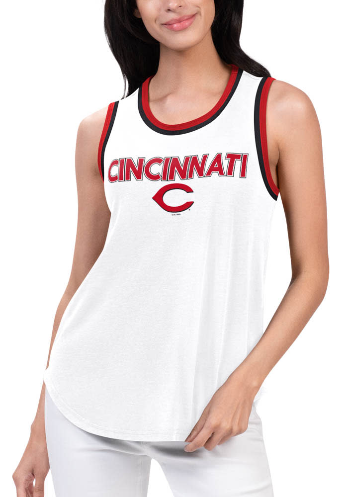 Cincinnati Reds Womens WHITE Strategy Tank Top - 9436179