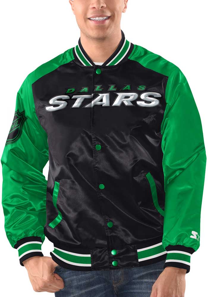 Starter Dallas Stars Mens BLACK The Renegade Medium Weight Jacket - 9436572