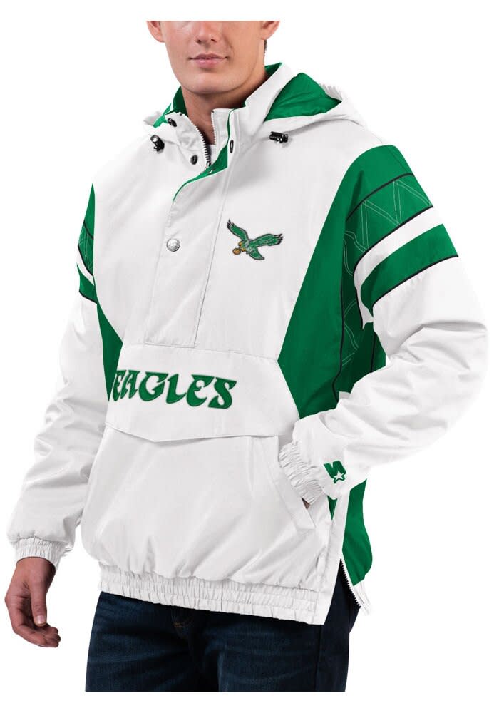 Starter Philadelphia Eagles Mens Retro Polyfill White Pullover Jackets - White
