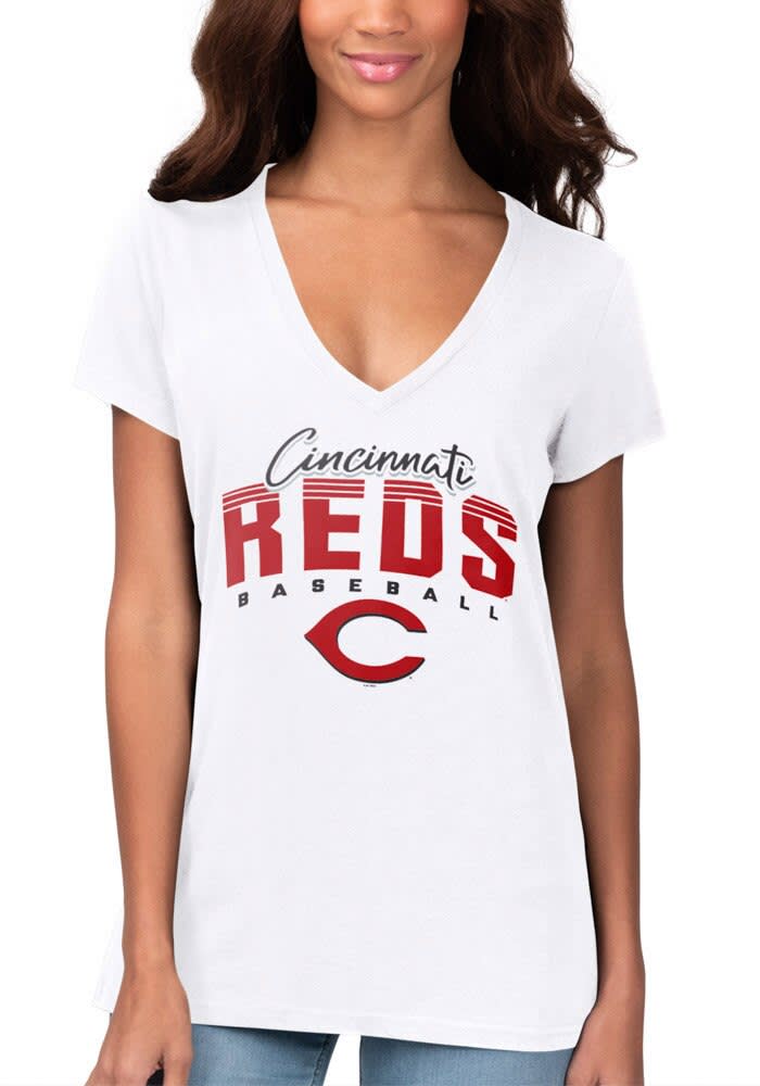 Cincinnati Reds Womens White Fair Catch T-Shirt - 9437440