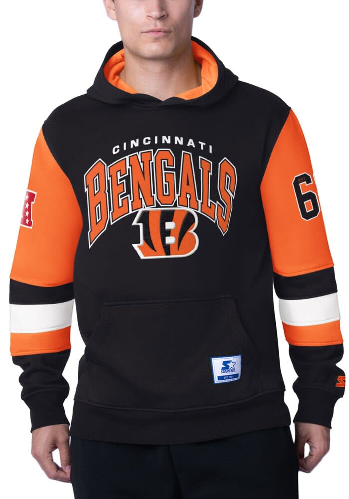 Starter Cincinnati Bengals Mens BLACK End Zone Long Sleeve Fashion Hood ...
