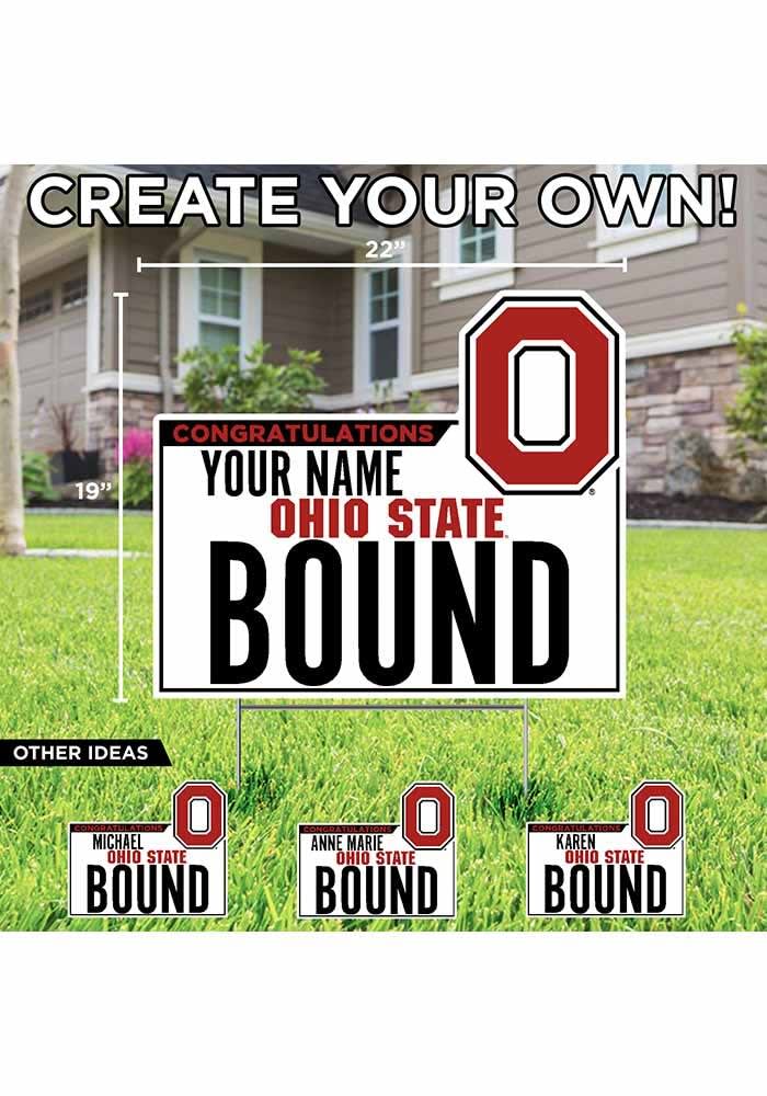 Ohio State Buckeyes White Personalized School Bound Yard Sign - 9529489