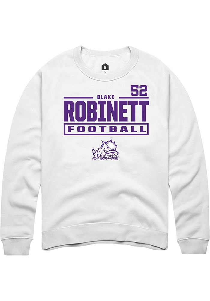 Blake Robinett TCU Horned Frogs Mens White NIL Stacked Box Player Crew ...