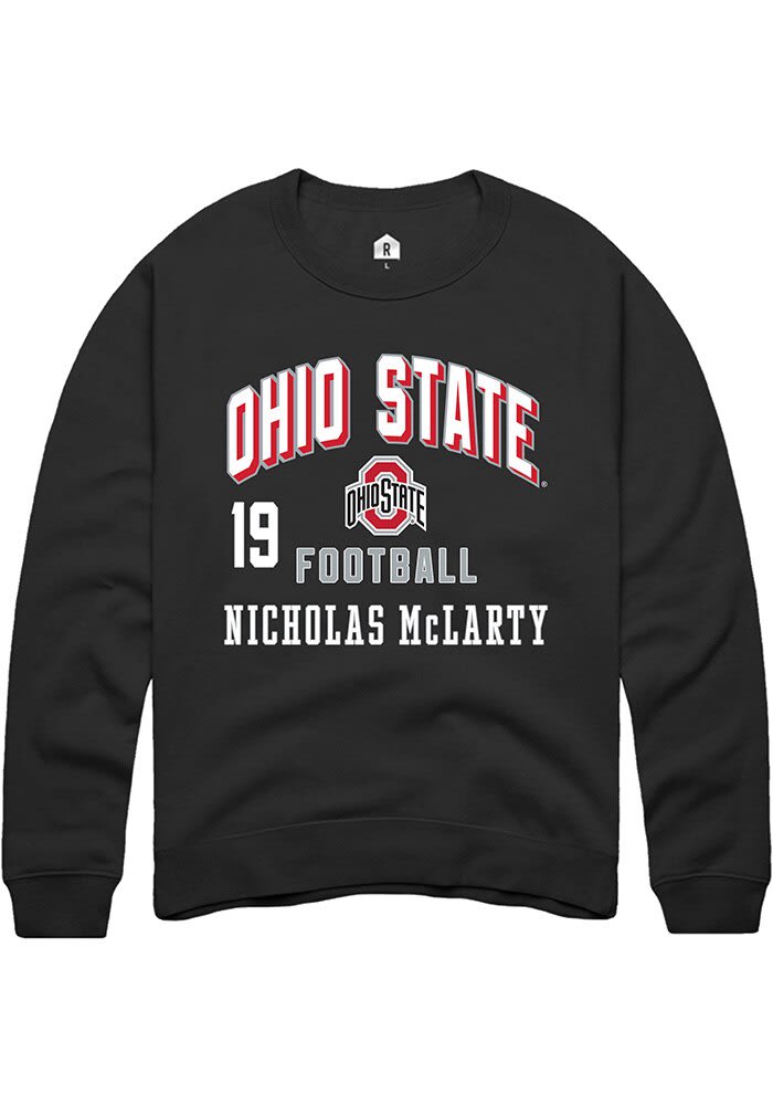 Nicholas McLarty Mens BLACK Ohio State Buckeyes Football NIL Arch Logo ...
