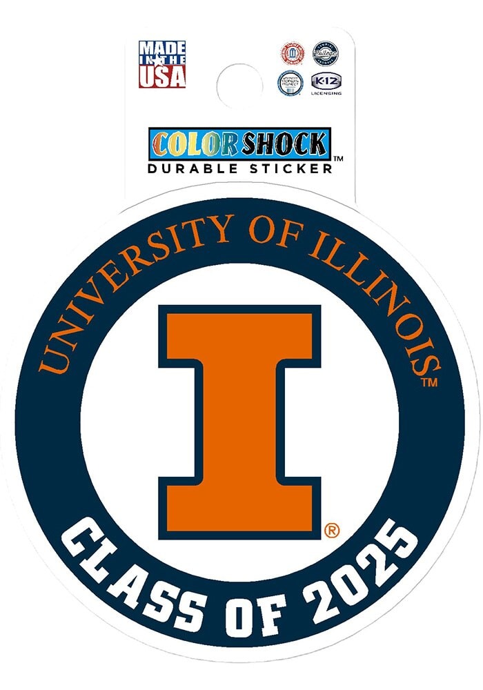 Illinois Fighting Illini ORANGE Class of 2025 Durable Stickers - 968063575