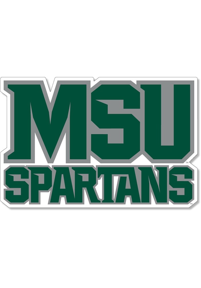 GREEN Michigan State Spartans Small MSU Stacked Text Magnet - 9820049