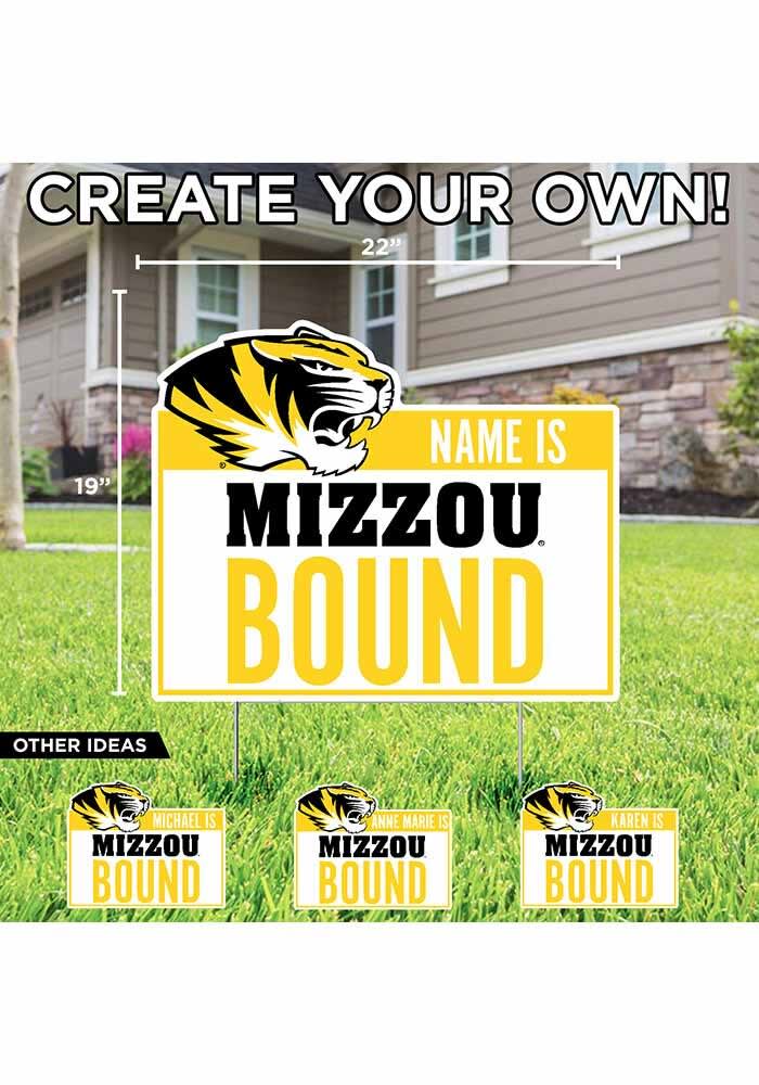 Missouri Tigers White Personalized School Bound Yard Sign - 983836405