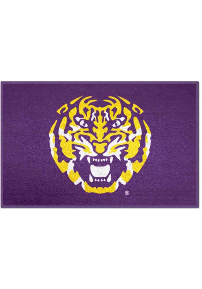LSU Tigers Tiger Head Logo Interior Rug PURPLE - 9897511