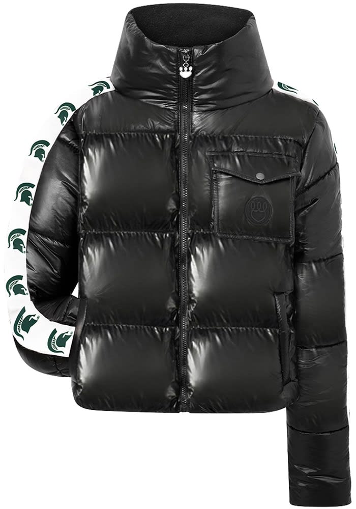 Womens BLACK Michigan State Spartans Cargo Puffer - 99390006